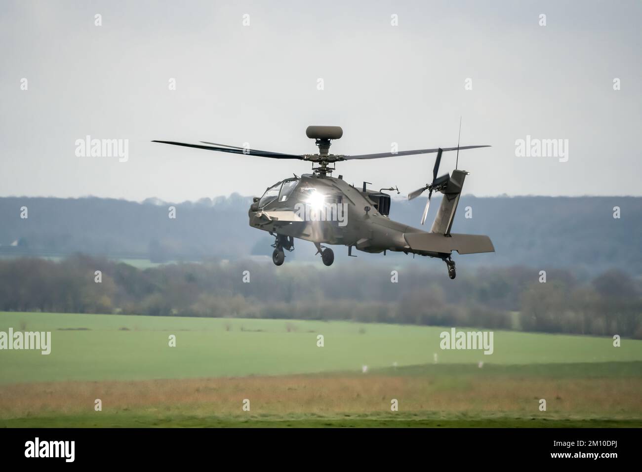 close up of British army AH-64E Boeing Apache Attack helicopter (ZM722 ...