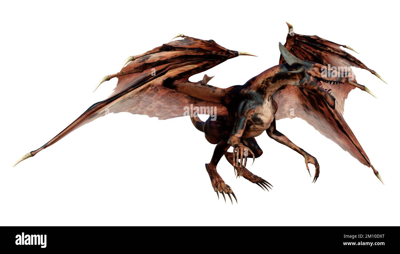 3D rendering of a fantasy dragon isolated on white background Stock ...