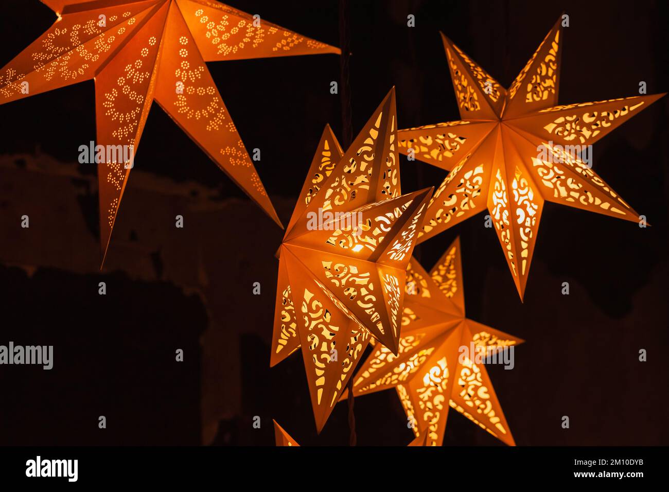 Decorative paper stars with traditional ornaments and inner ...
