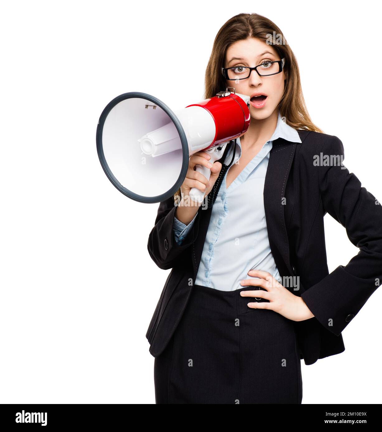 Who you calling bossy. a young businesswoman using a megaphone against ...