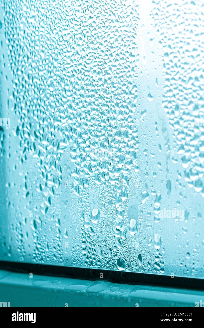 Large drops of condensate on a metal-plastic window Stock Photo - Alamy