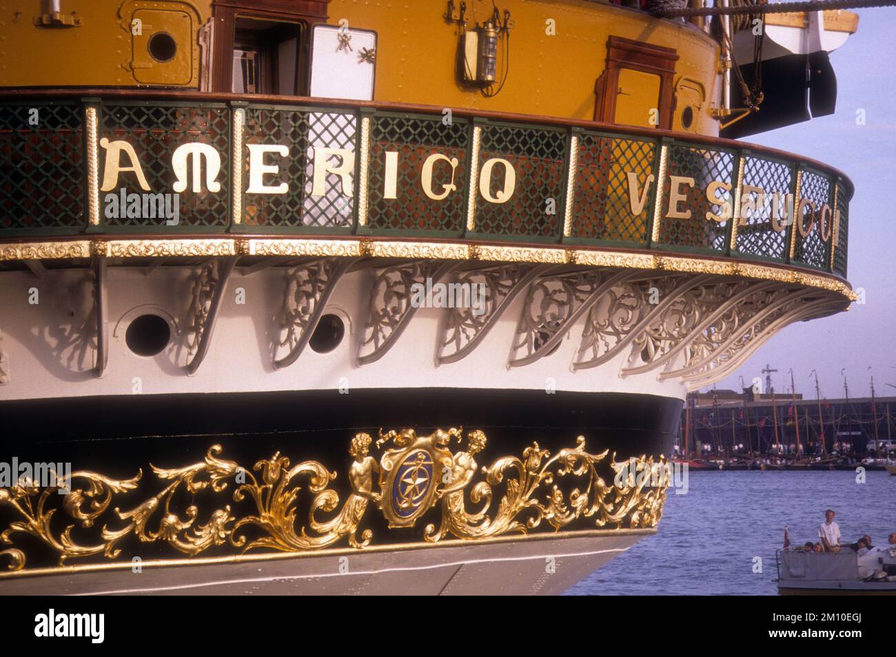 Stern of Italian tall ship Amerigo Vespucci Stock Photo - Alamy
