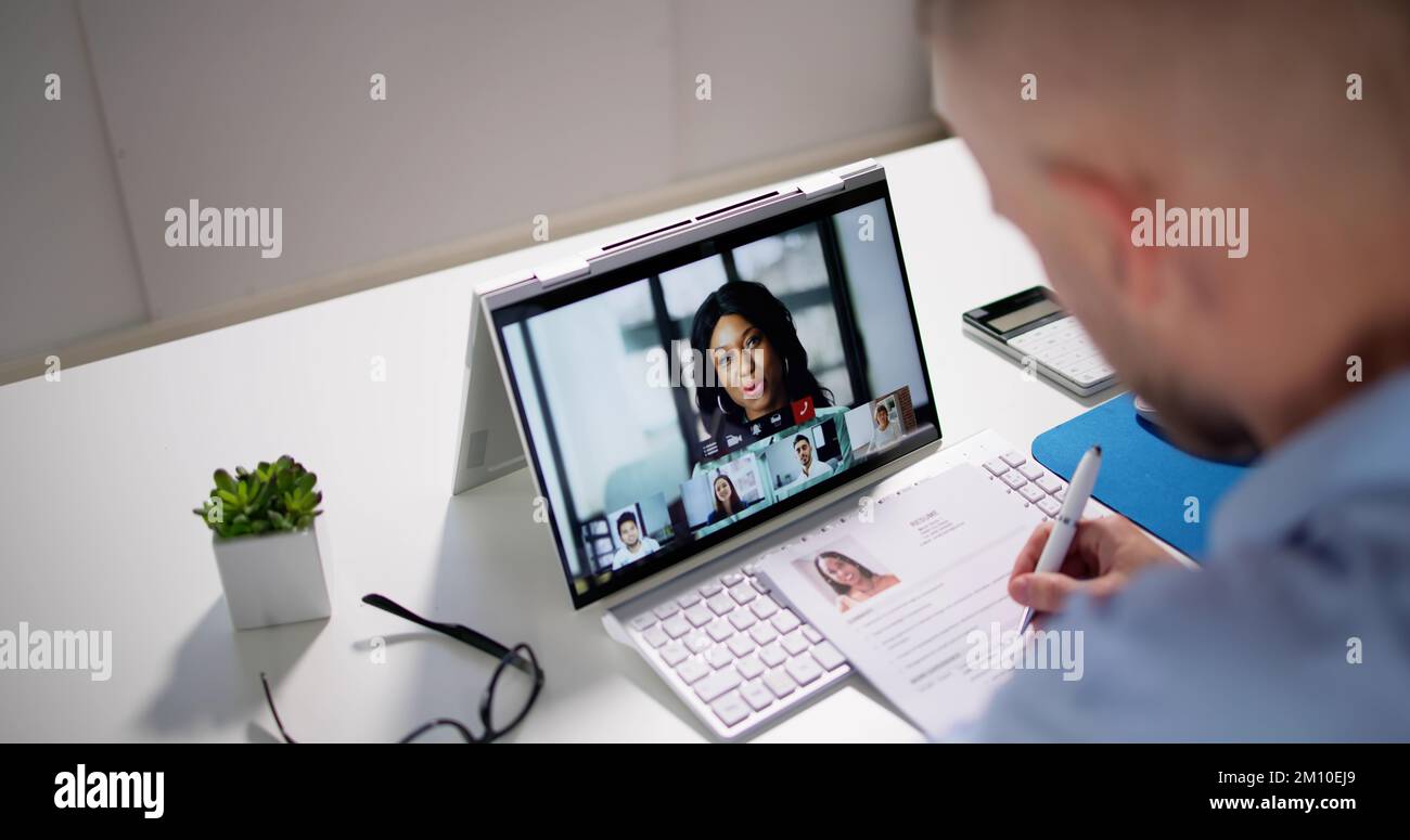 Virtual Job Interview Webcast Using Online Video Conference Stock Photo ...
