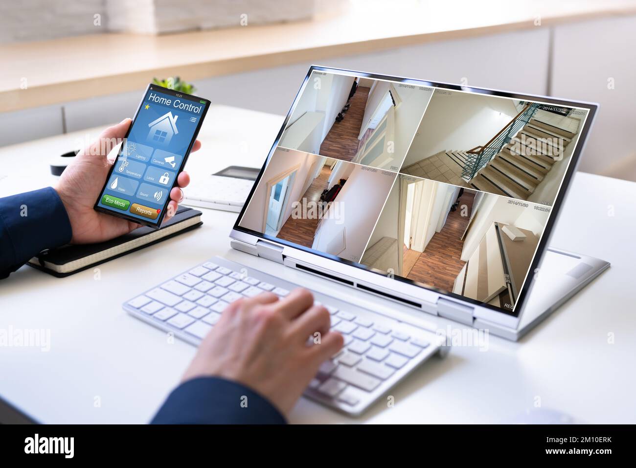 Monitoring CCTV Security Camera Video On Laptop Stock Photo - Alamy