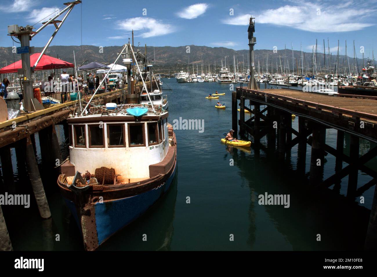 A group of boats docked in the Santa Barbara harbor Stock Photo - Alamy