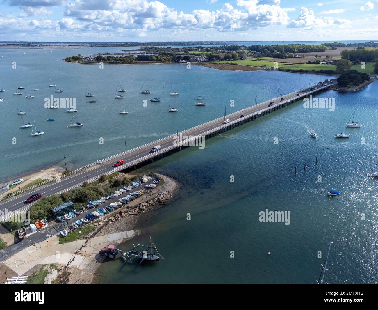 Aerial view of Langstone Bridge and harbour Stock Photo - Alamy