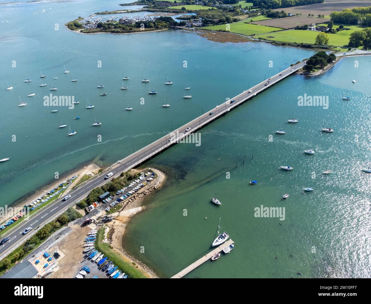 Aerial view of Langstone Bridge and harbour Stock Photo - Alamy