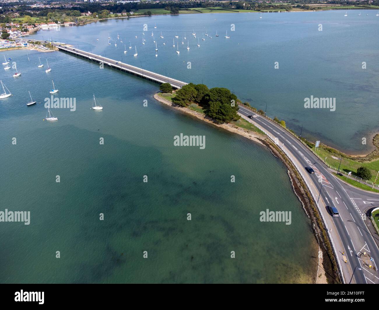 Aerial view of Langstone Bridge and harbour Stock Photo - Alamy