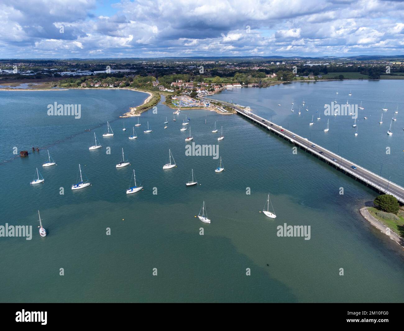 Aerial view of Langstone Bridge and harbour Stock Photo - Alamy