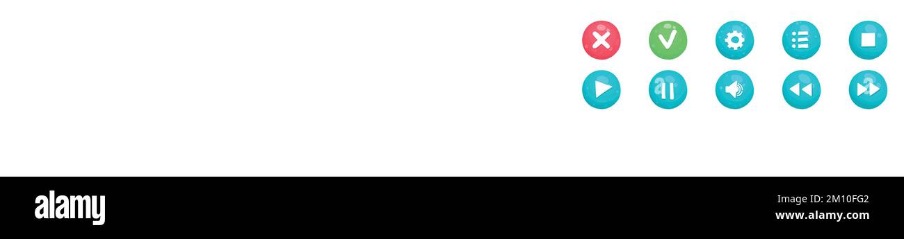 Set of buttons and progress-bar, bright different forms buttons for ...