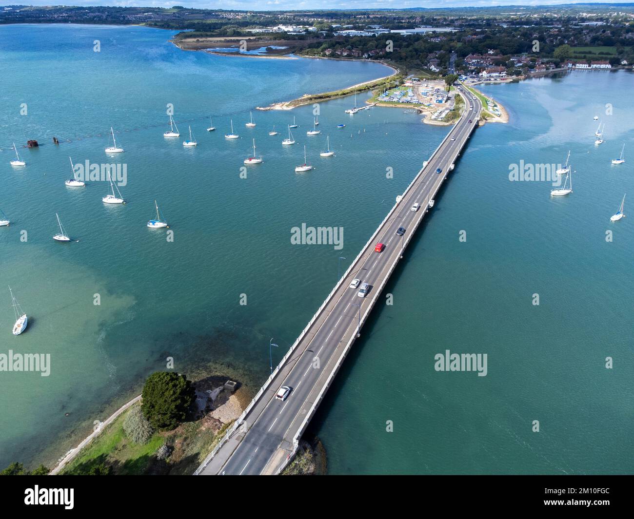 Aerial view of Langstone Bridge and harbour Stock Photo - Alamy