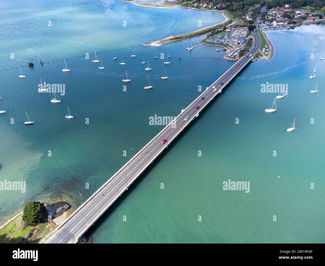 Aerial view of Langstone Bridge and harbour Stock Photo - Alamy