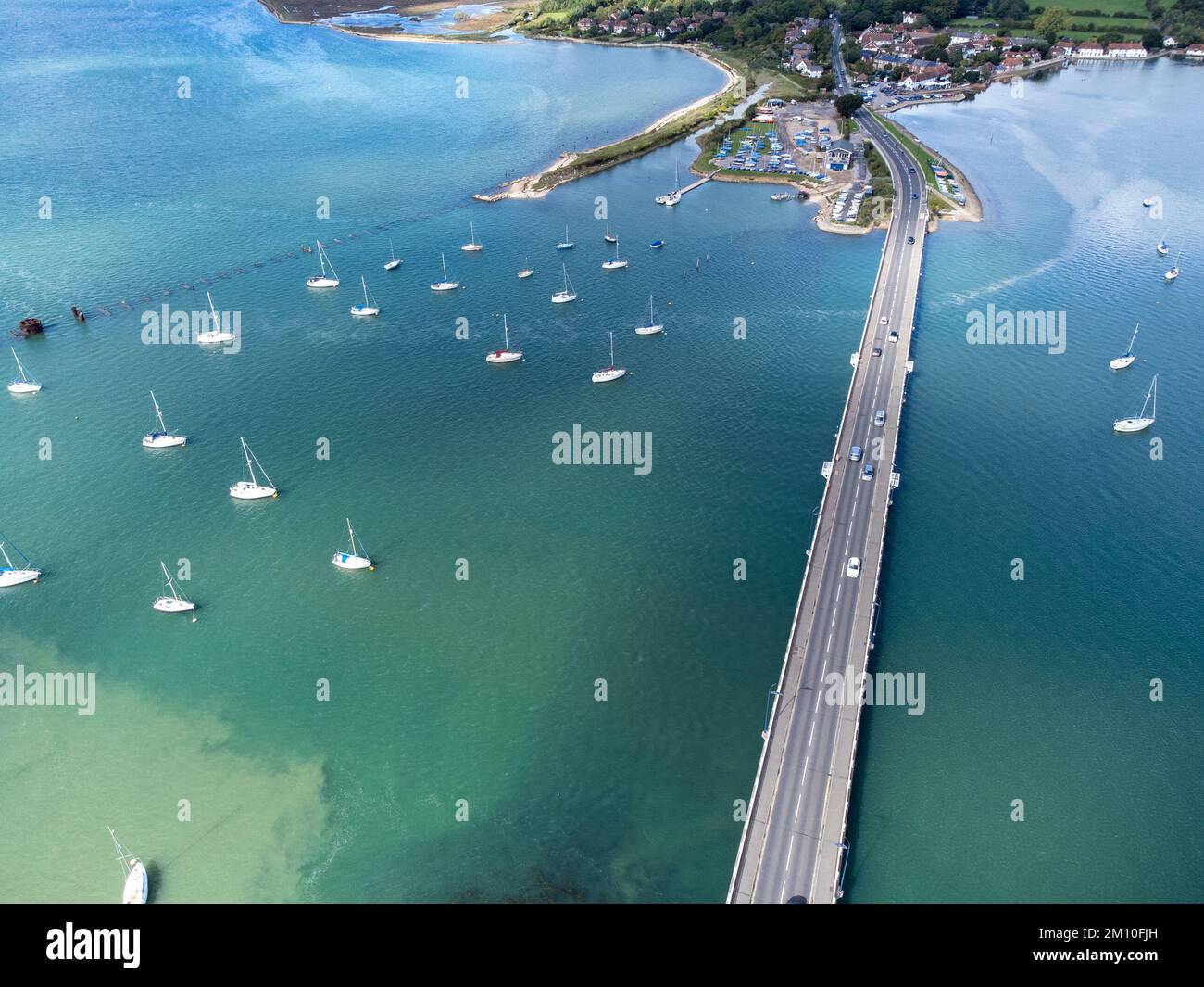 Aerial view of Langstone Bridge and harbour Stock Photo - Alamy