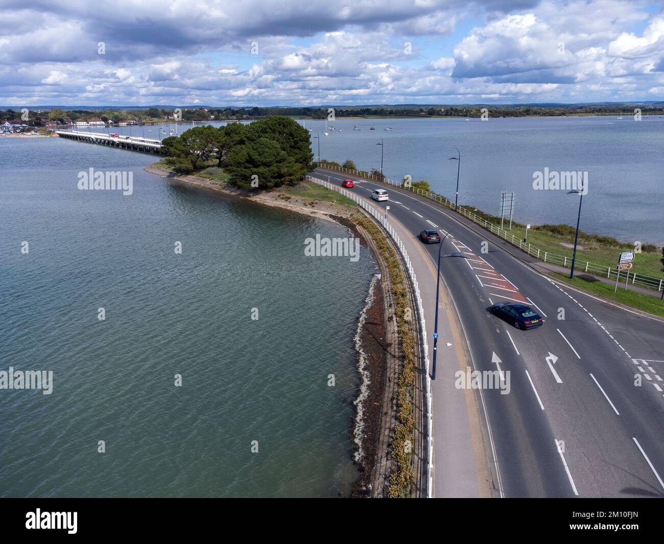 Aerial view of Langstone Bridge and harbour Stock Photo - Alamy