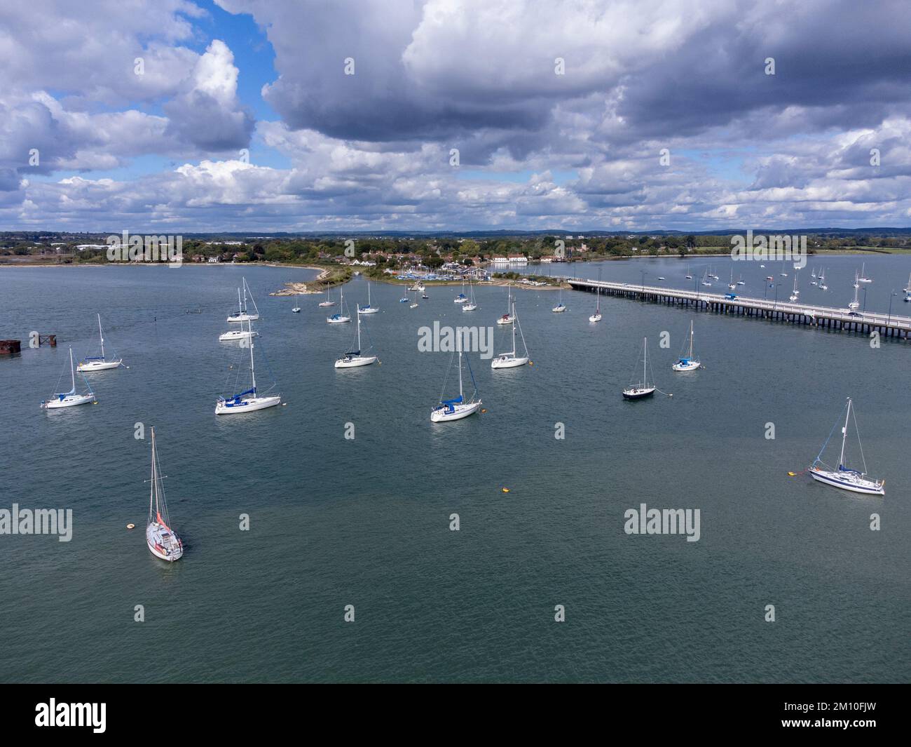 Aerial view of Langstone Bridge and harbour Stock Photo - Alamy