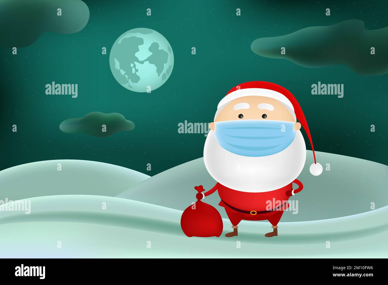 Santa in mask. Christmas. Vector illustration Stock Vector Image & Art ...