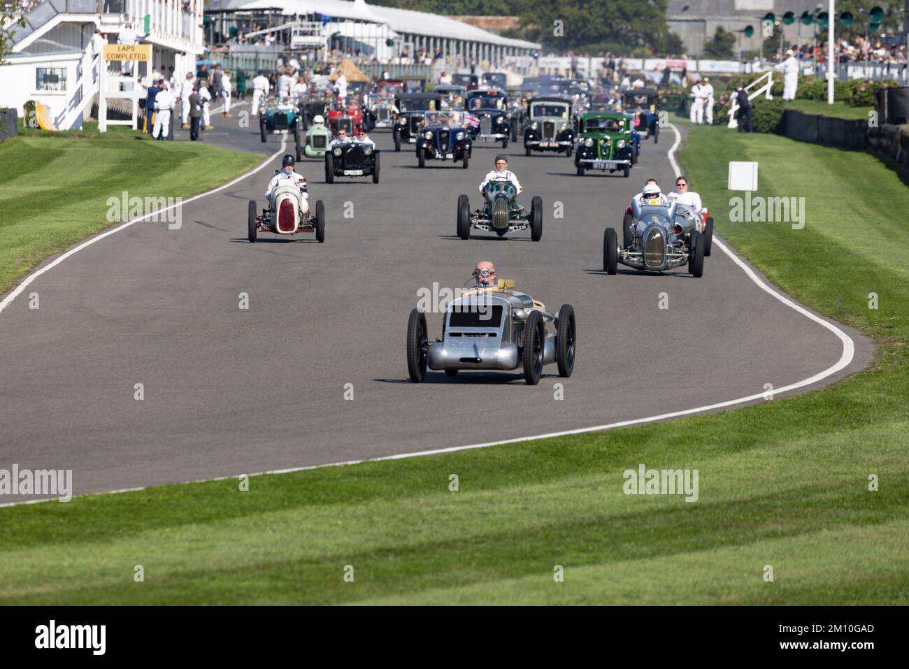 The start of the Track Parade of Austin Seven cars at the 2022 Goodwood ...