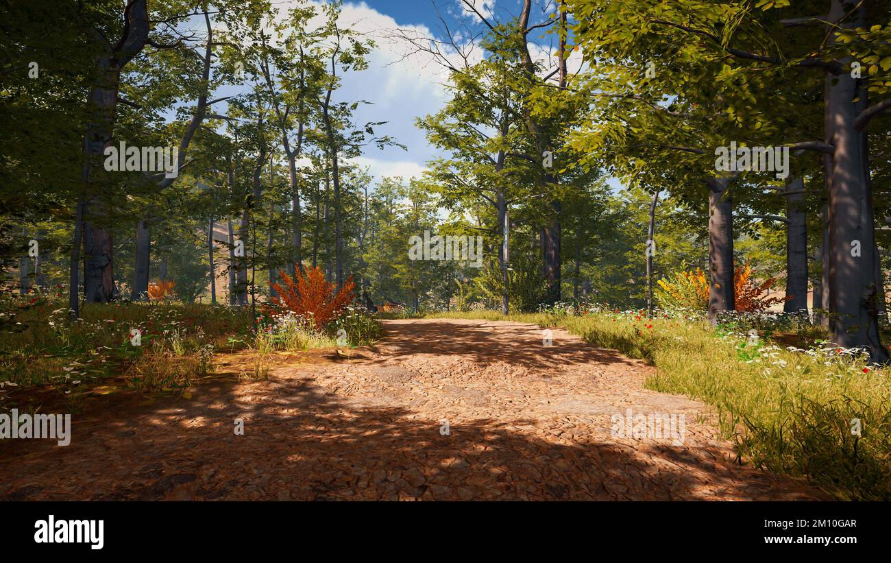 3D rendering. An immersive natural environment. Landscape to illustrate ...