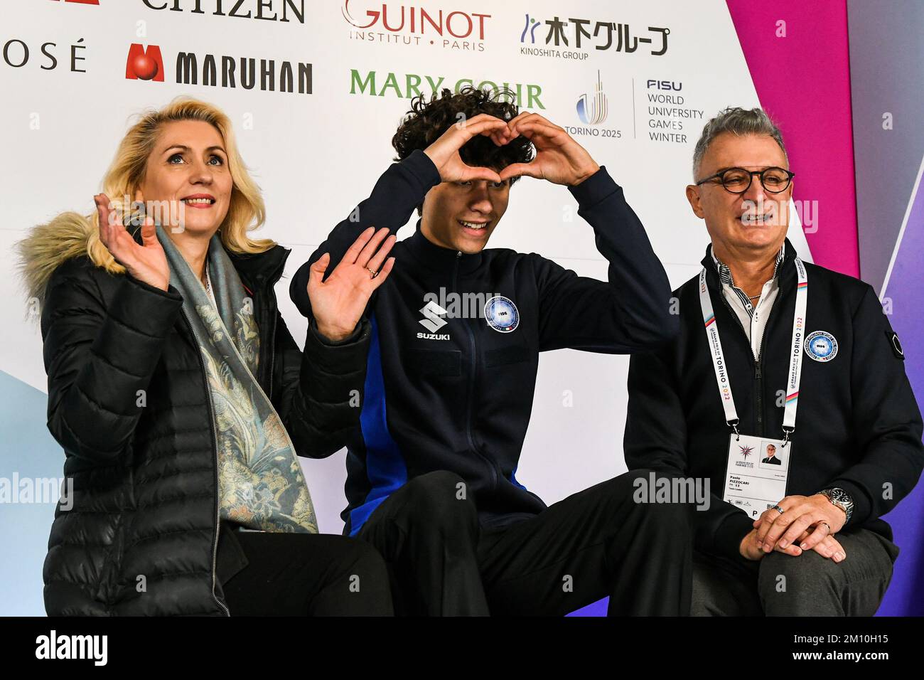 Nikolaj MEMOLA (ITA), at Kiss & Cry, during Junior Men Short Program ...