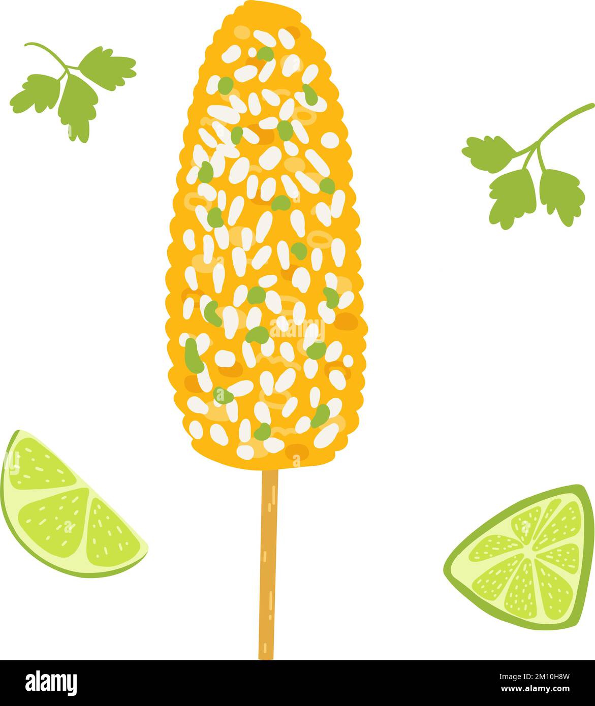 Elot dish in cartoon flat style. Traditional Mexican food, folk cuisine ...