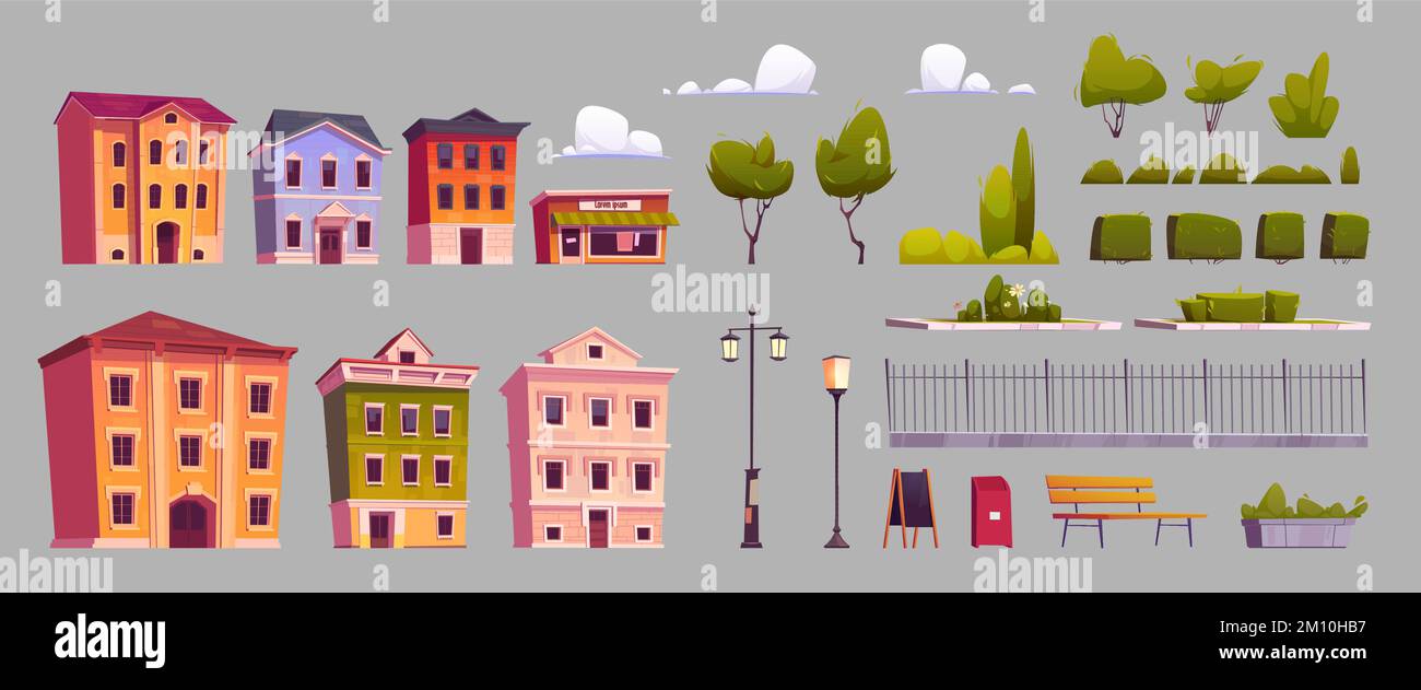 City elements, street constructor isolated set. Urban architecture ...