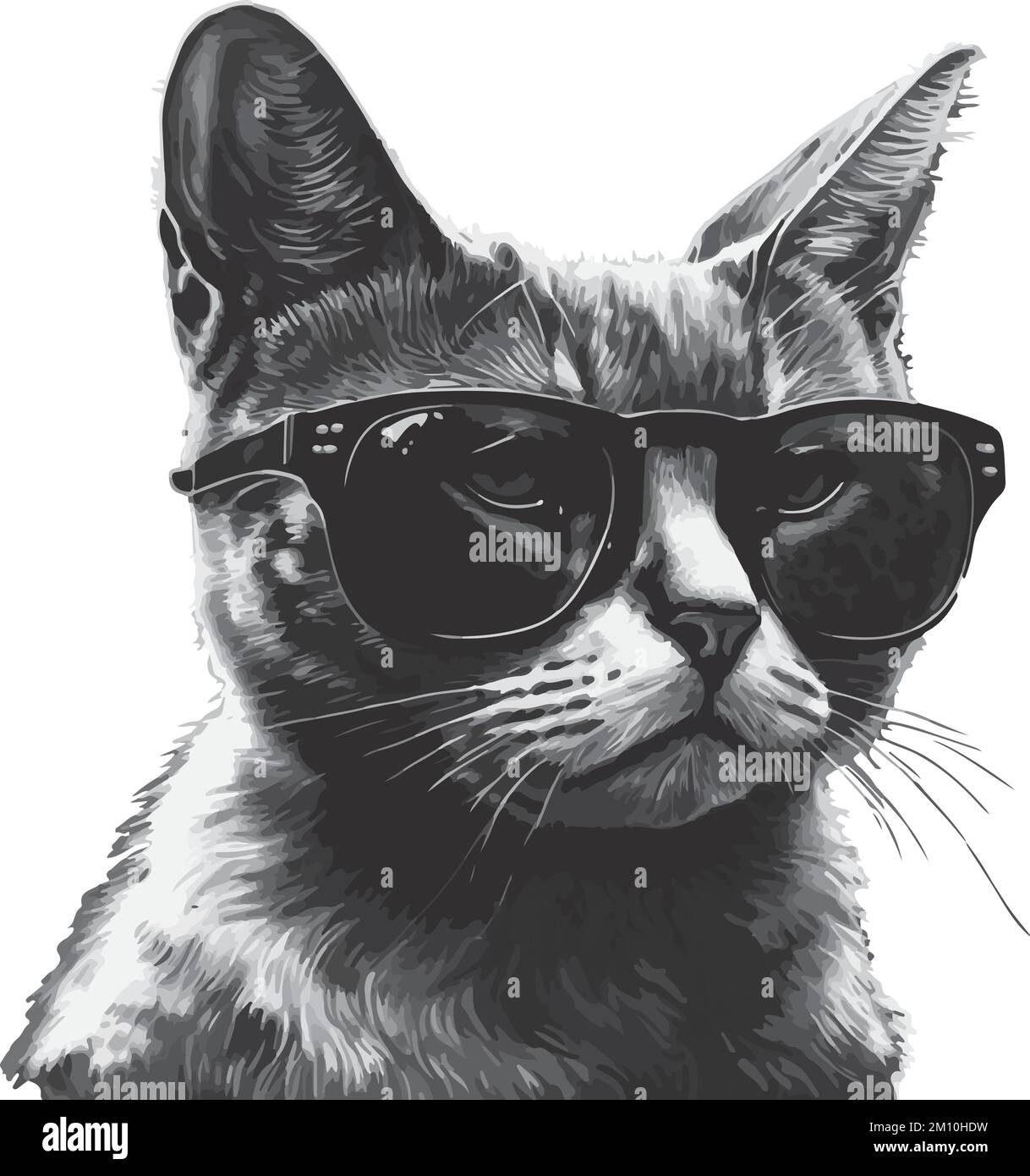 A cool cat wearing sunglasses, Grayscale Stock Vector Image & Art - Alamy