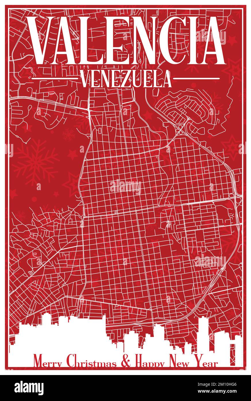Christmas postcard of the downtown VALENCIA, VENEZUELA Stock Vector ...