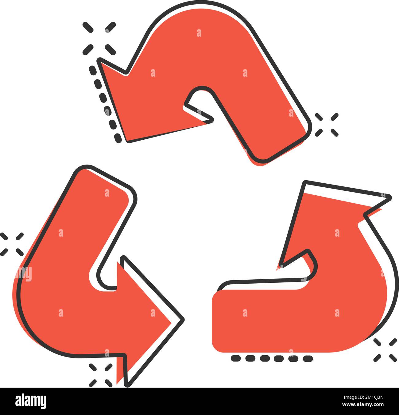 Recycle icon in comic style. Reuse cartoon vector illustration on white ...