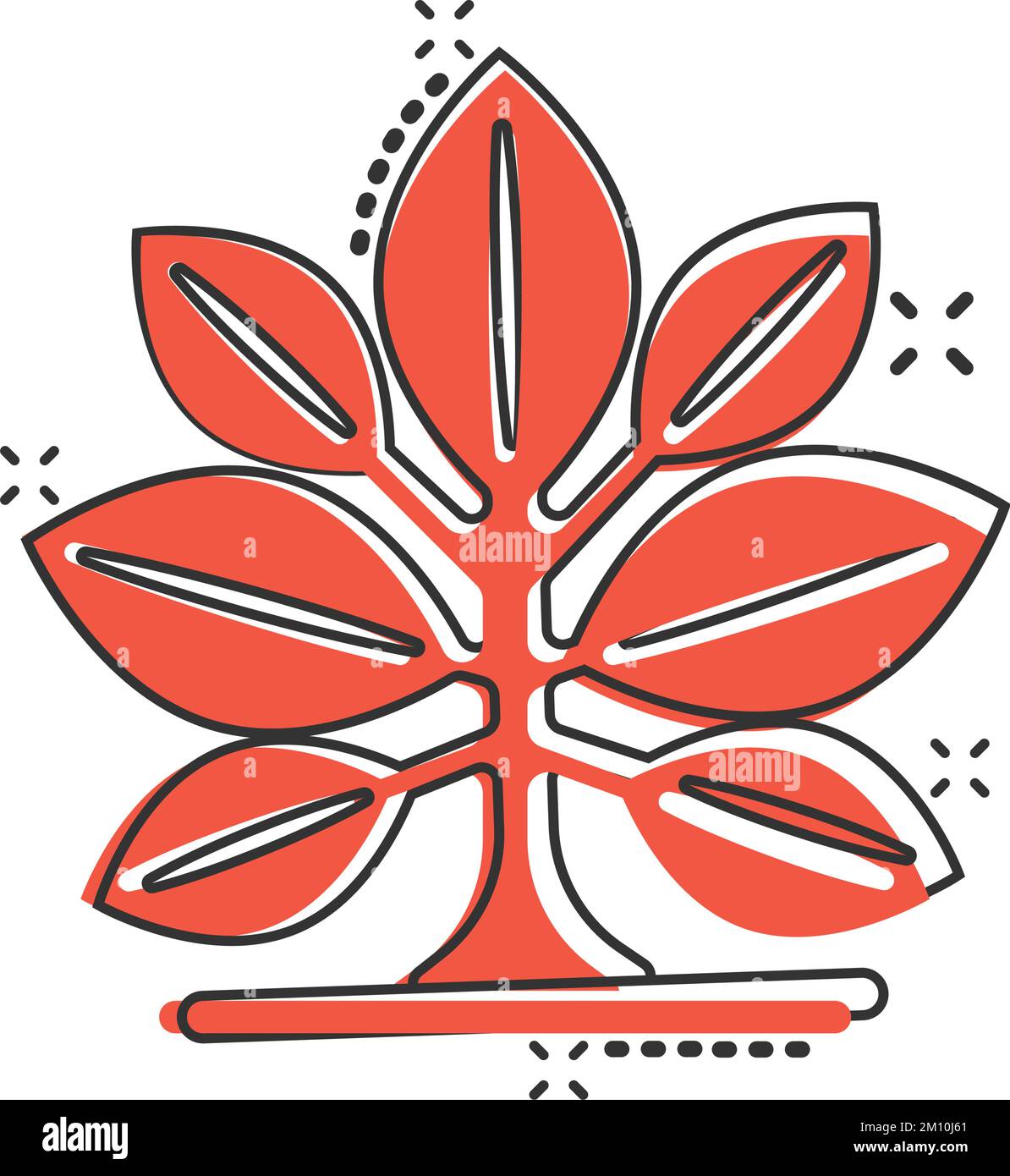 Leaf icon in comic style. Plant cartoon vector illustration on white ...