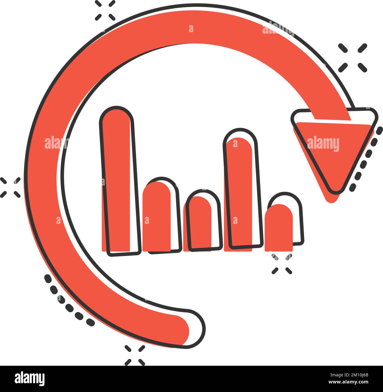 Graph arrow icon in comic style. Financial analytics cartoon vector ...