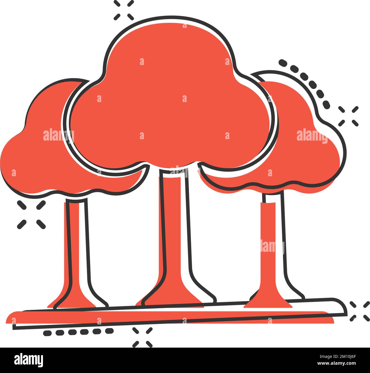 Tree icon in comic style. Forest cartoon vector illustration on white ...