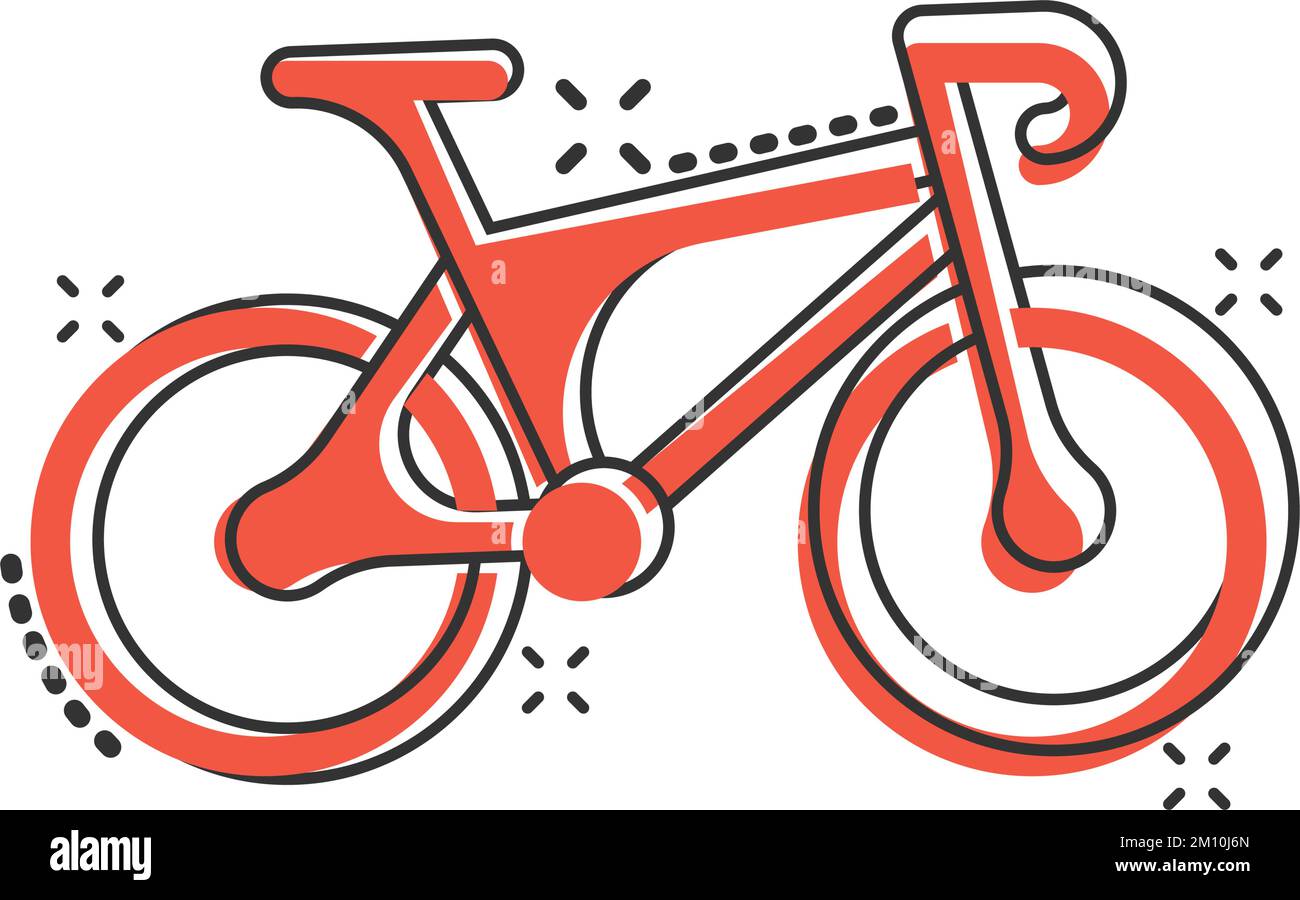 Bicycle icon in comic style. Bike exercise cartoon vector illustration ...