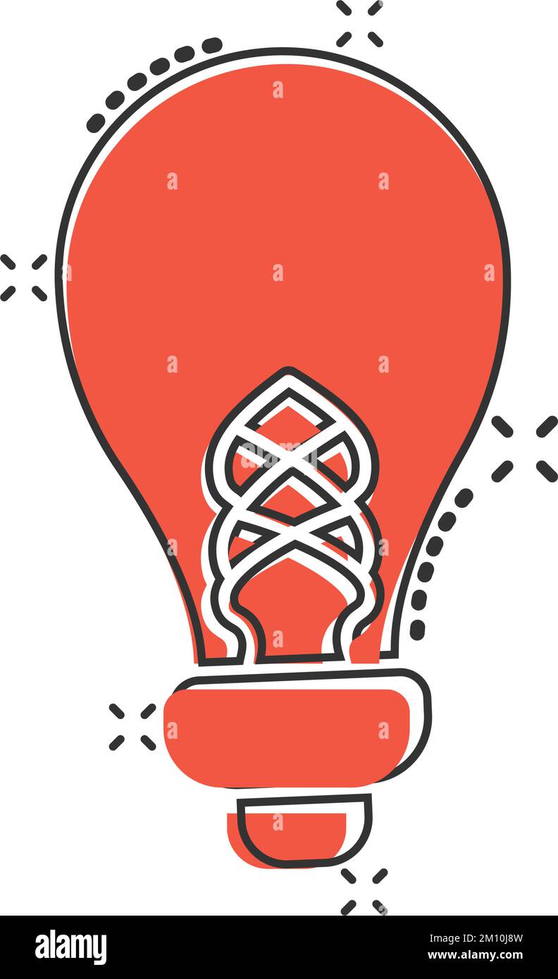 Light bulb icon in comic style. Lightbulb cartoon vector illustration ...