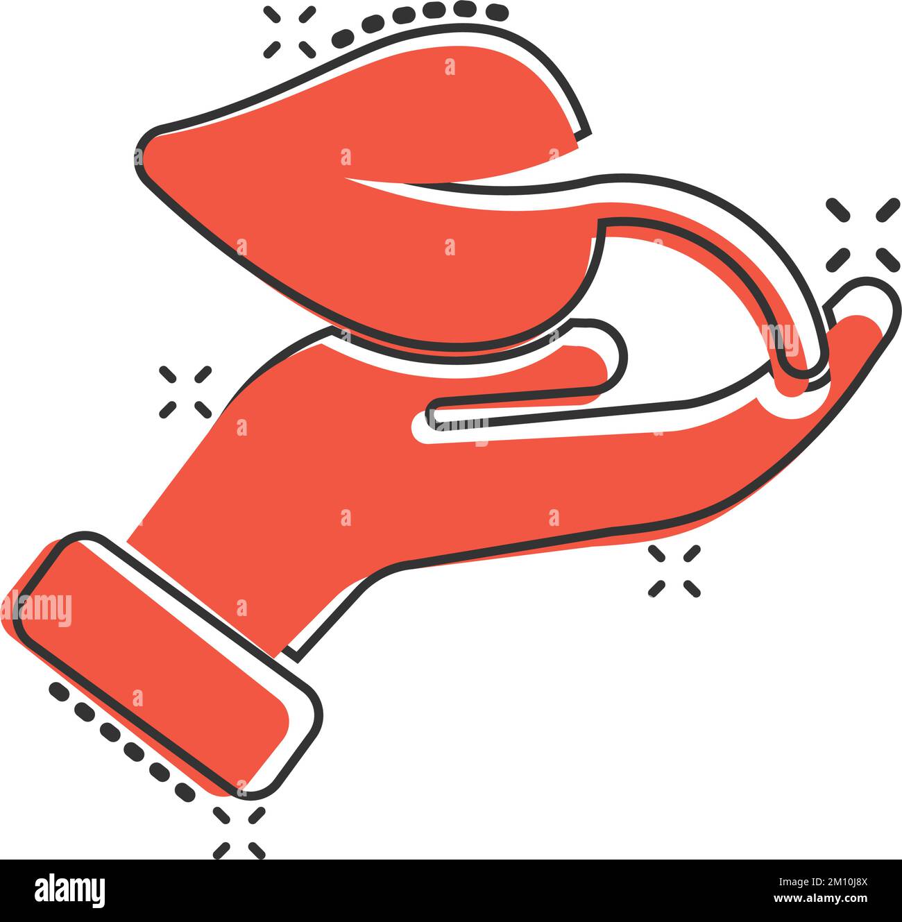 Hand with plant icon in comic style. Flower sprout cartoon vector ...