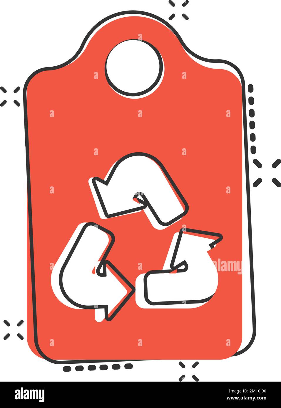 Price tag icon in comic style. Bio recycle cartoon vector illustration ...