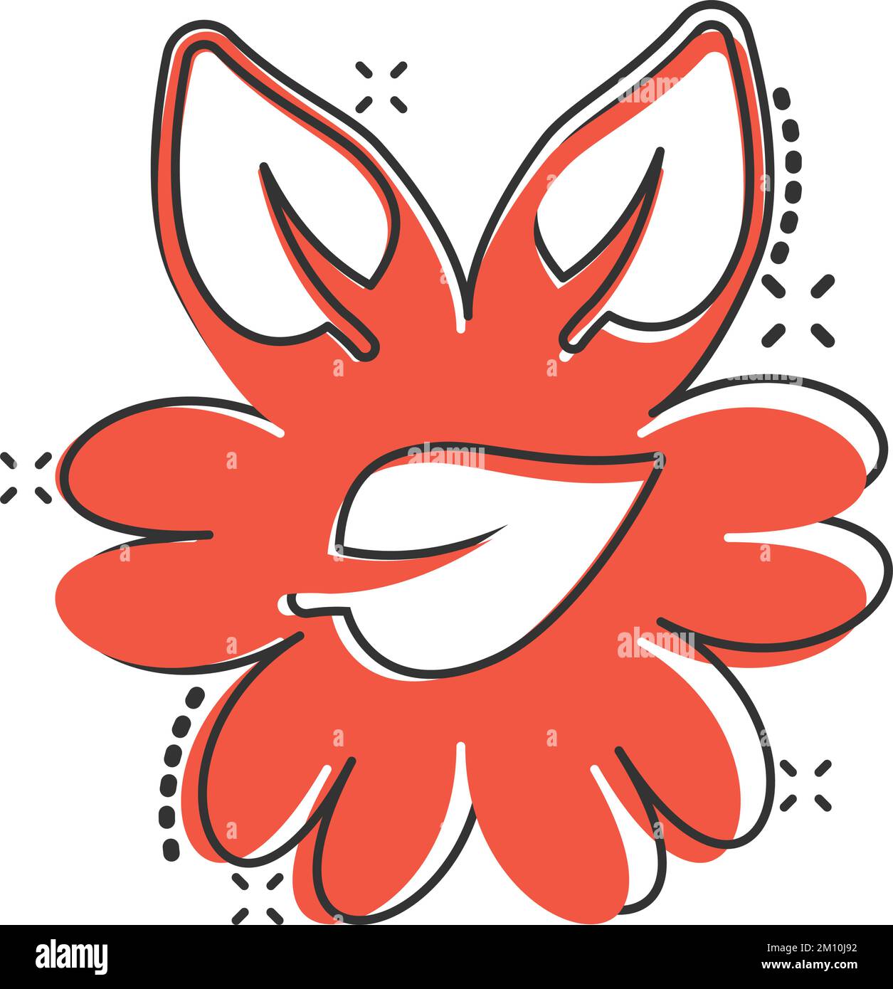 Leaf and chamomile icon in comic style. Flower with plant cartoon ...