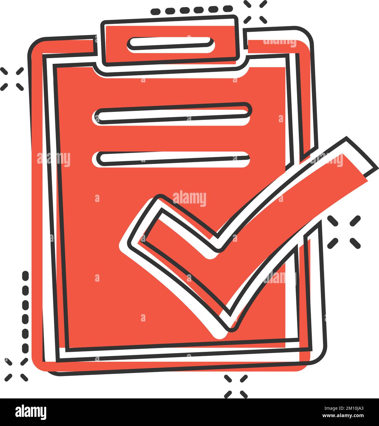 Document checklist icon in comic style. Report cartoon vector ...