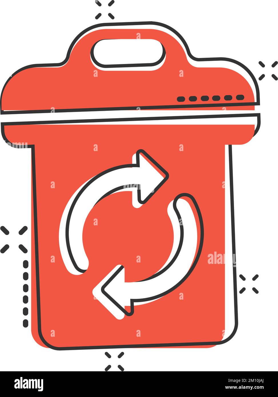 Garbage bin icon in comic style. Recycle cartoon vector illustration on ...