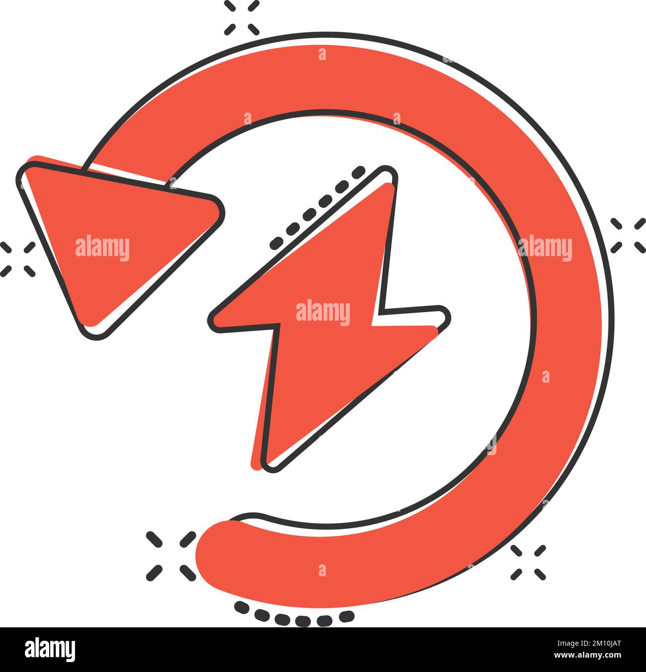 Energy recharge icon in comic style. Voltage and arrow cartoon vector ...