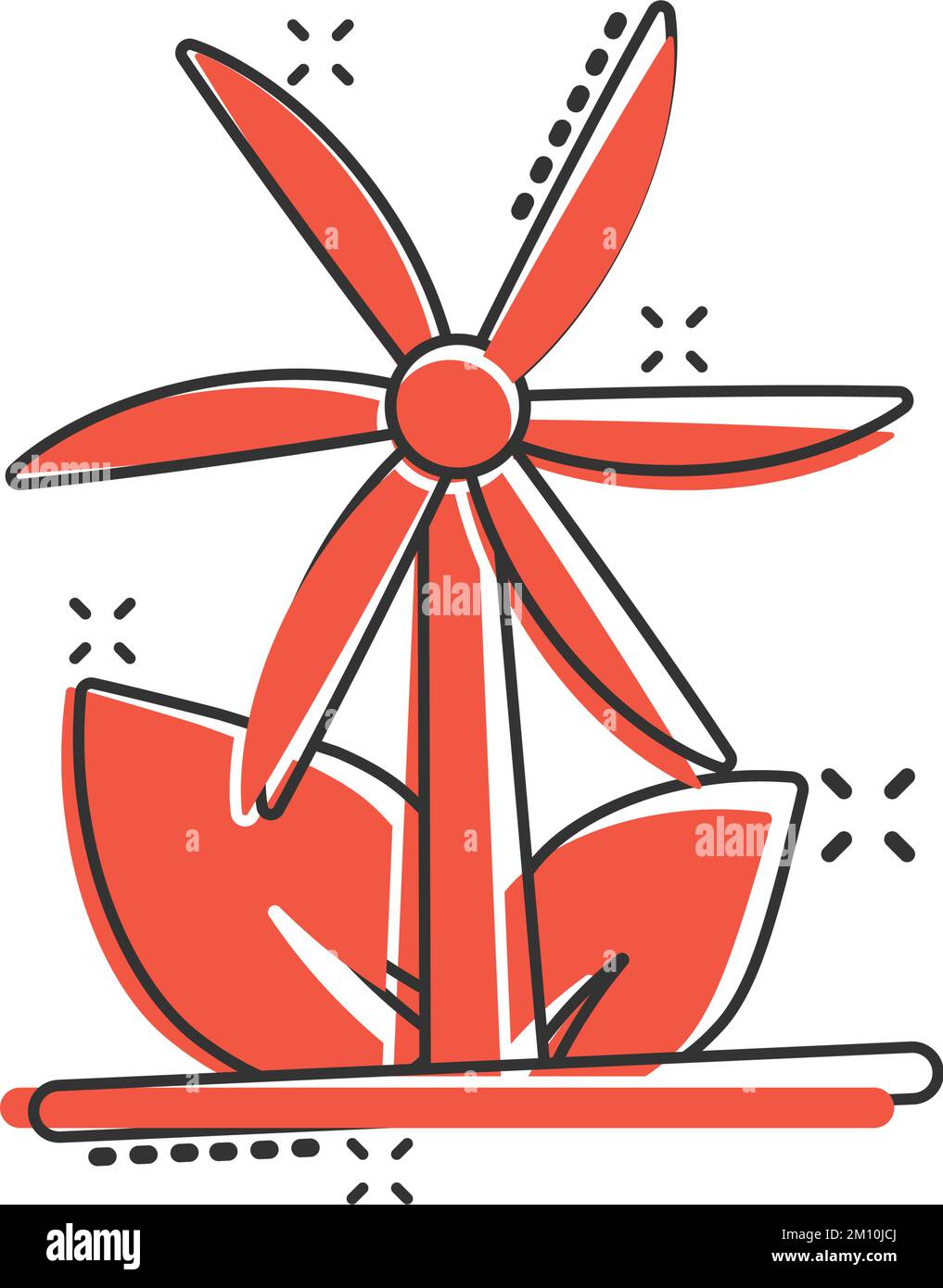 Eco energy icon in comic style. Leaf wind power plant cartoon vector ...