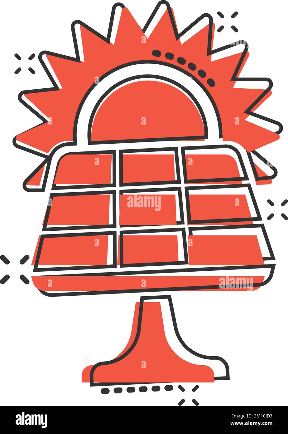 Solar panel icon in comic style. Ecology energy cartoon vector ...