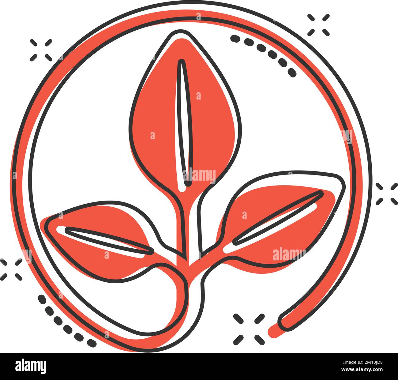 Leaf icon in comic style. Plant cartoon vector illustration on white ...