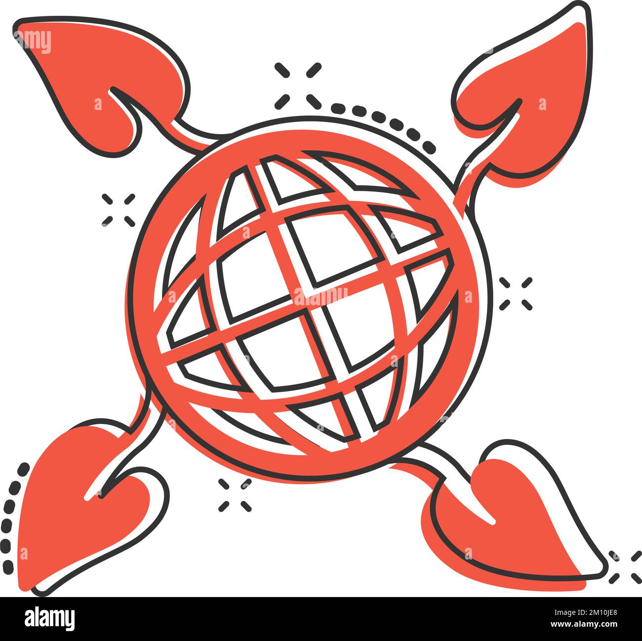 Planet and leaf icon in comic style. World and eco cartoon vector ...