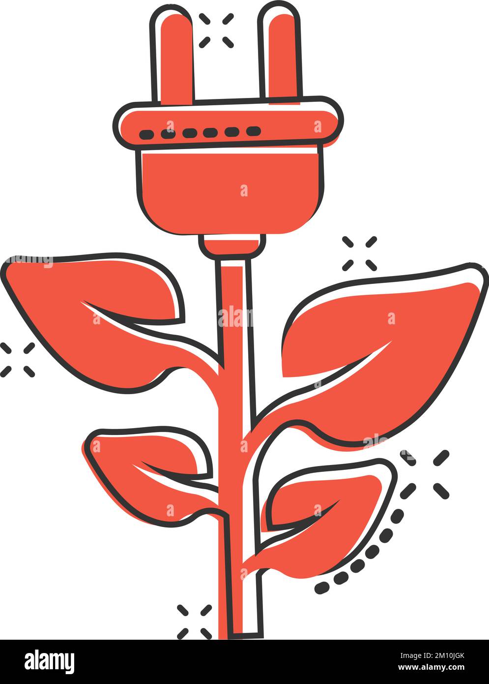 Eco power icon in comic style. Green energy cartoon vector illustration ...