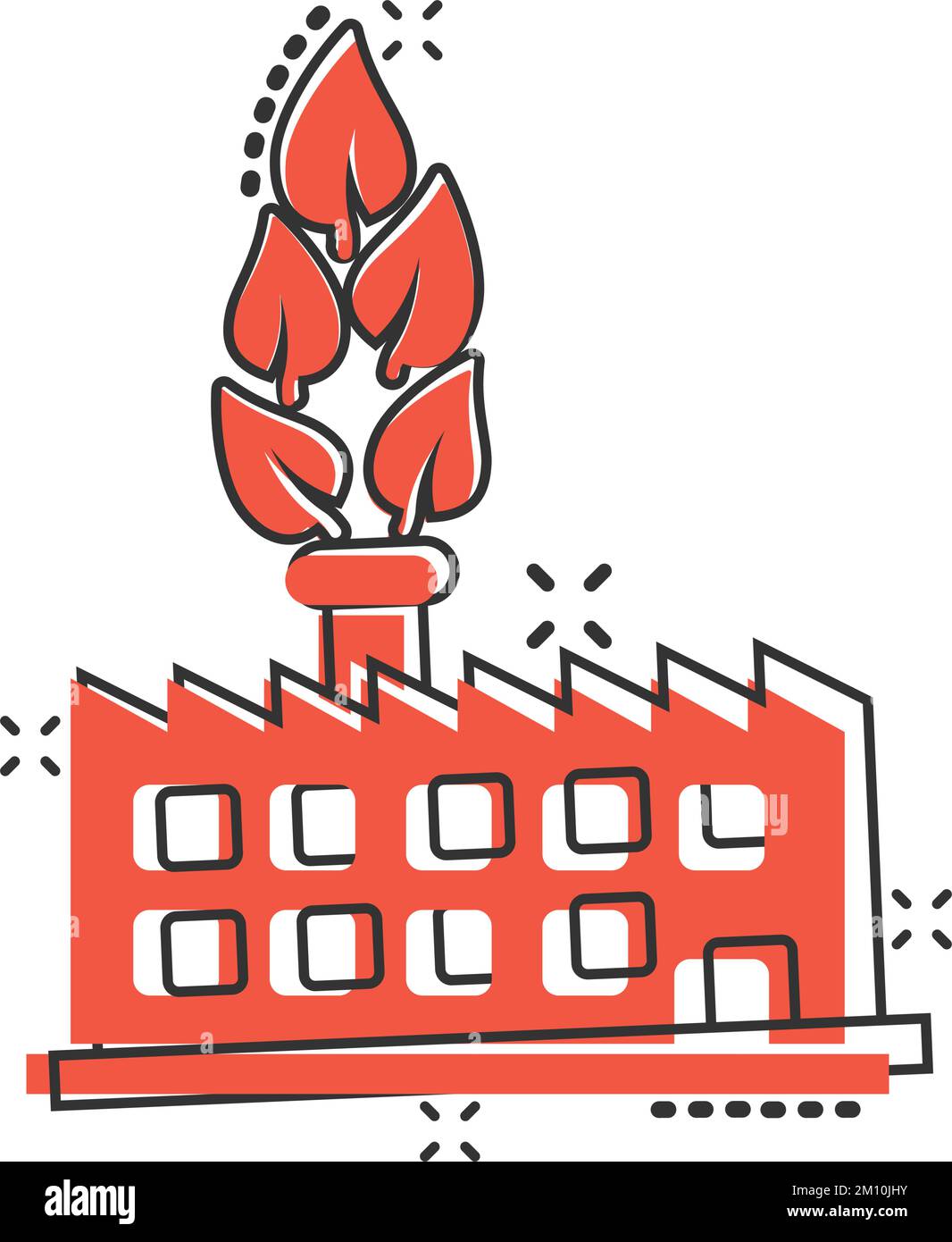 Factory ecology icon in comic style. Eco plant cartoon vector ...