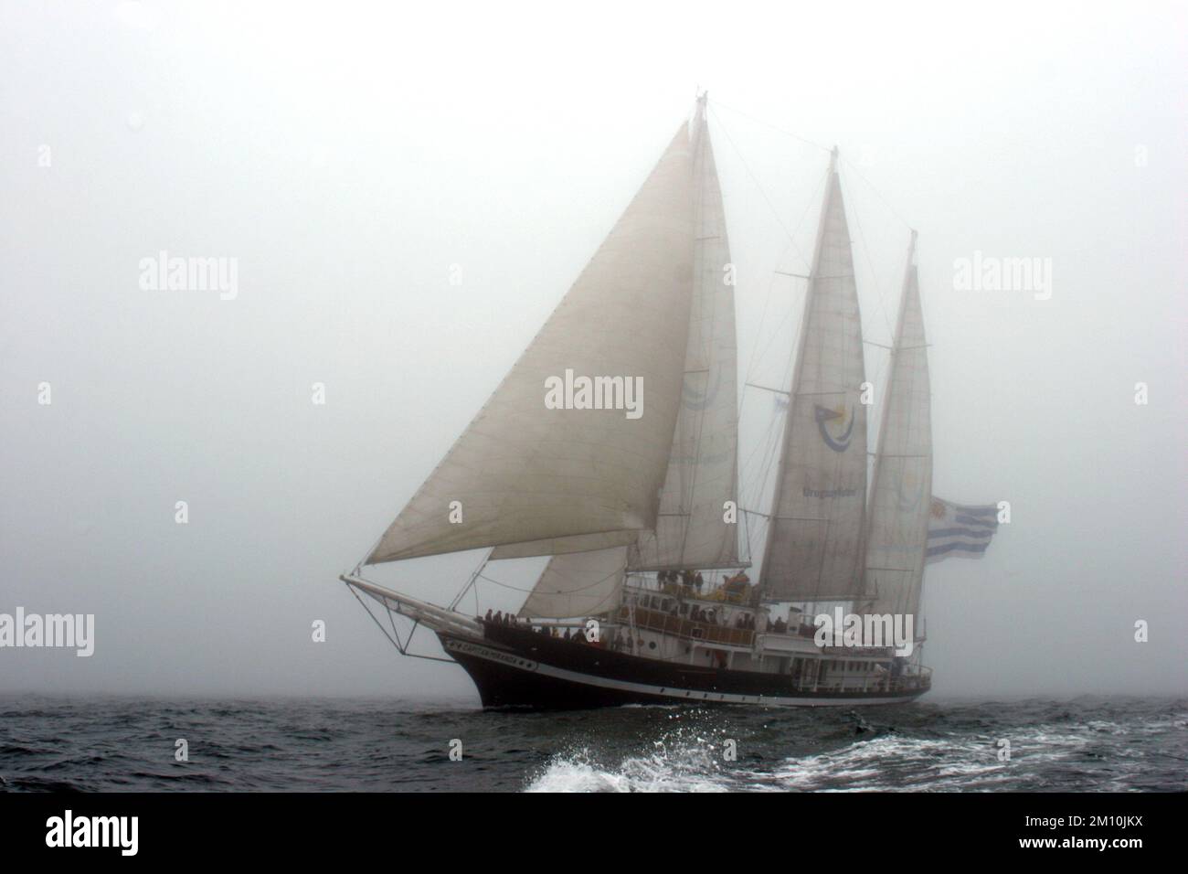 Uruguayan schooner Capitan Miranda in thick fog, 2006 Stock Photo - Alamy