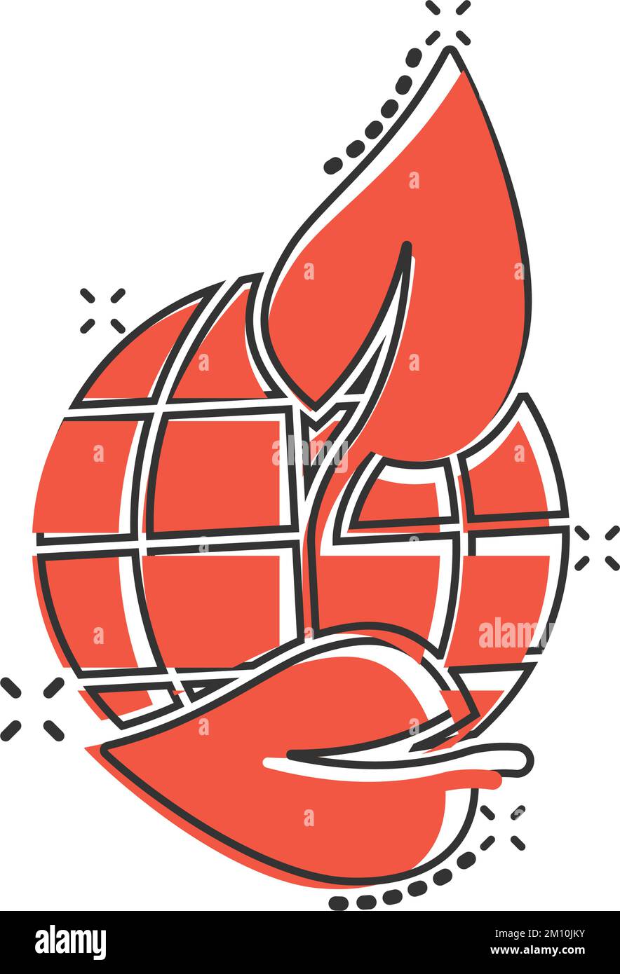 Planet and leaf icon in comic style. World and eco cartoon vector ...