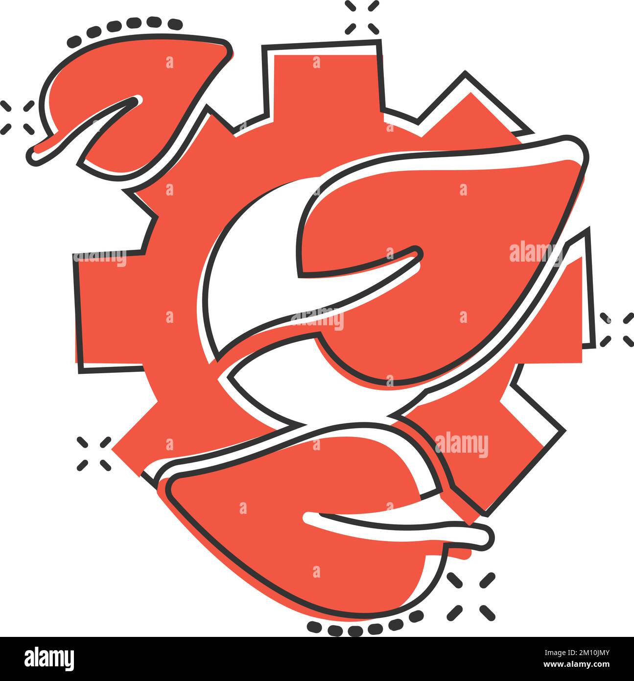 Leaf and gear icon in comic style. Cog with plant cartoon vector ...
