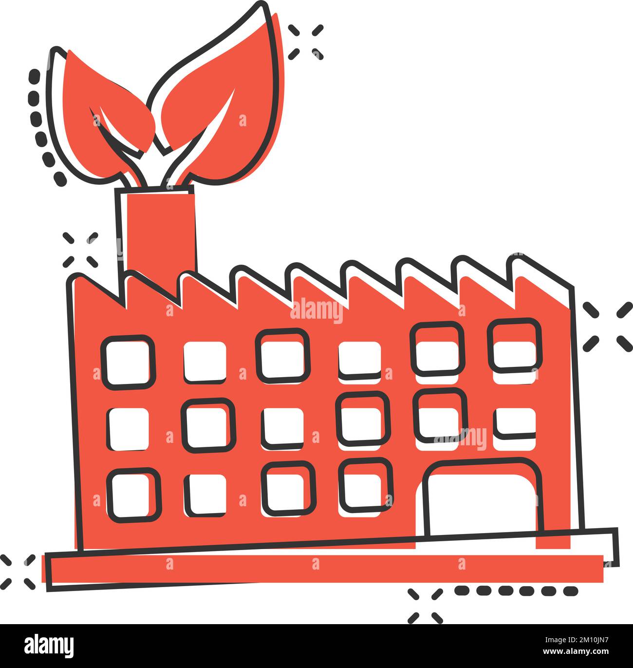 Factory ecology icon in comic style. Eco plant cartoon vector ...