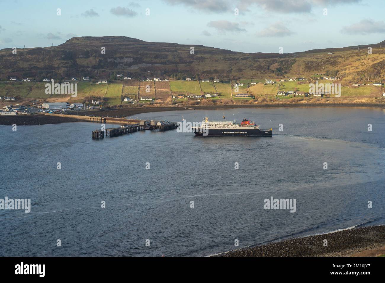 MV Hebrides Sailing into Uig, Isle of Skye. The vessel covers the Uig ...